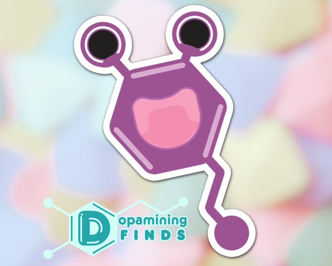 Dopamine Molecule Sticker | Cute Purple ADHD Sprite for Laptops ...