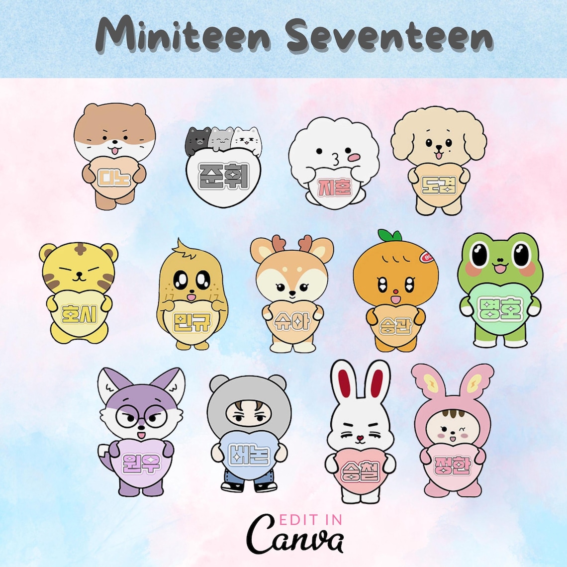Seventeen Miniteen Heart 13 Character - Etsy