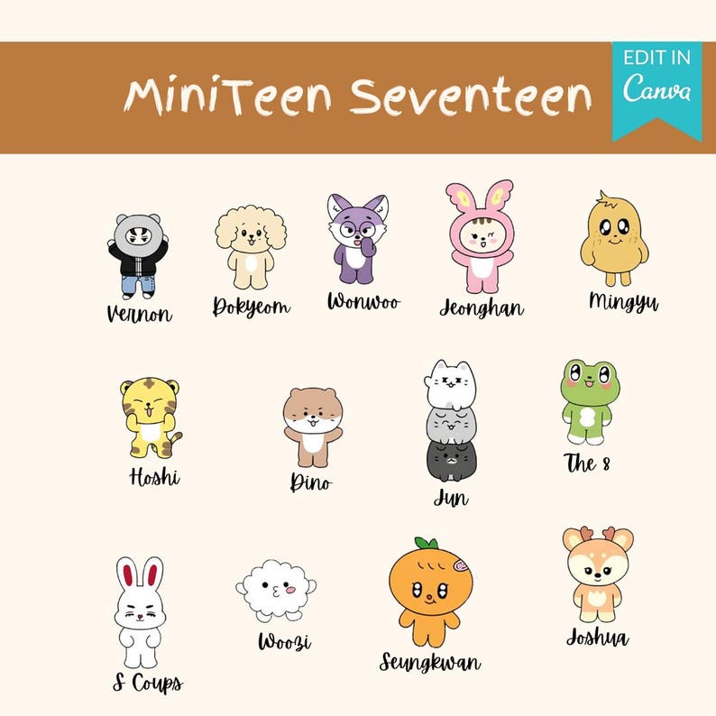 Seventeen Miniteen Name 13 Character - Etsy