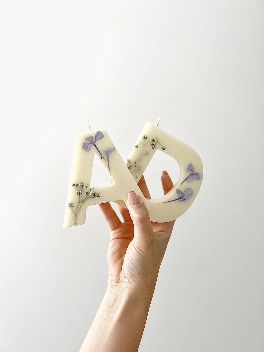 Flower Letter Candle - Personalized Letter Candle – Handmade Beeswax ...