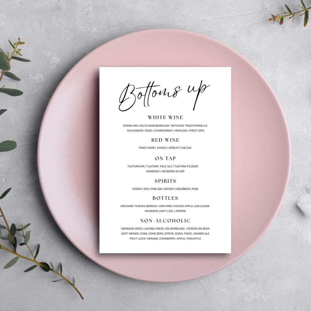 Minimal Drinks Menu for Wedding | Elegant Cocktail List, Simple ...