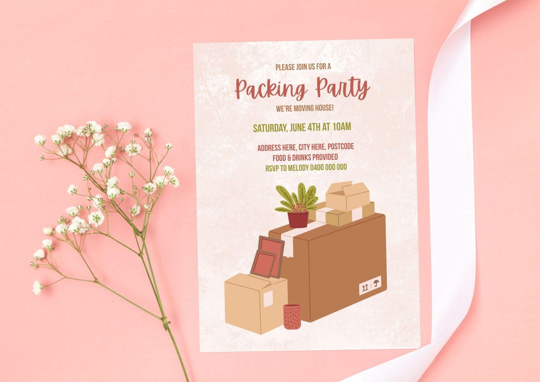 Packing Party Invitation EDITABLE / Moving House - Packing to Move ...