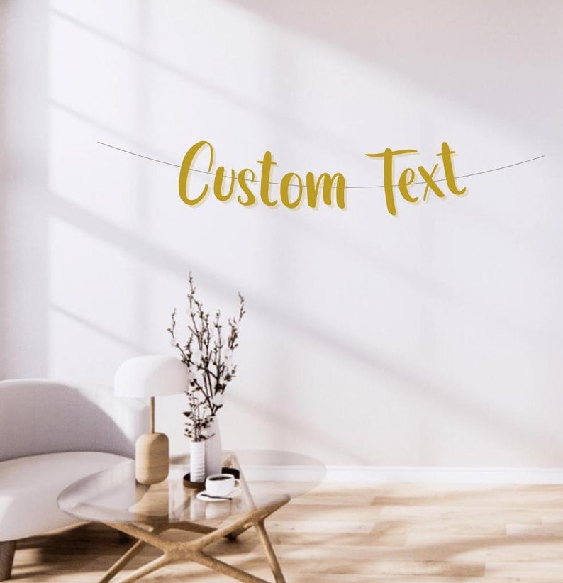 Personalized Script Glitter Banner, Custom Cursive Gold Glitter Banner ...
