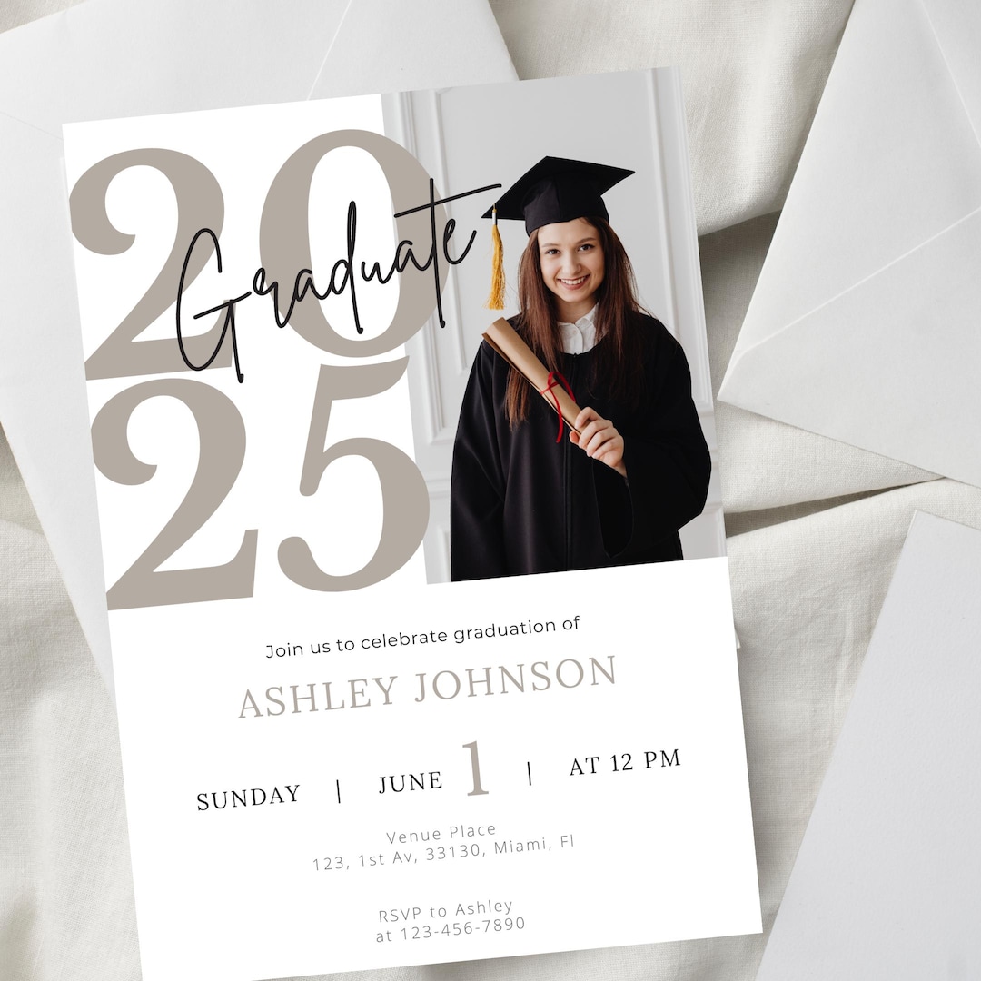 2025 Graduation Invitation Template: Editable Evite With QR Code ...