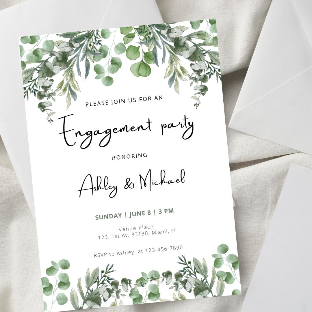 Floral Engagement Party Invitation: Rustic Boho Canva Template (digital ...