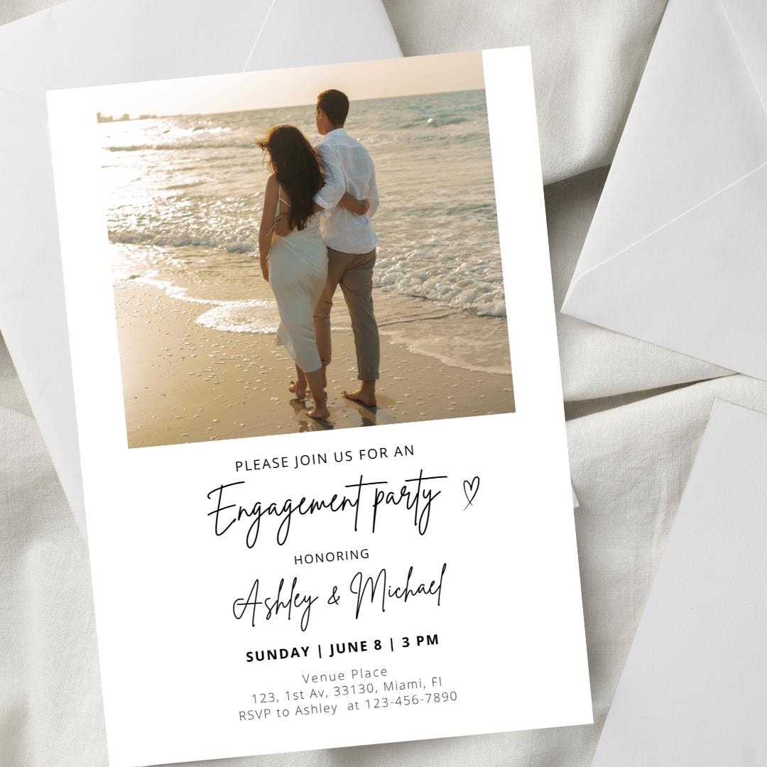 Floral Engagement Party Invitation: Editable Canva Template (digital ...