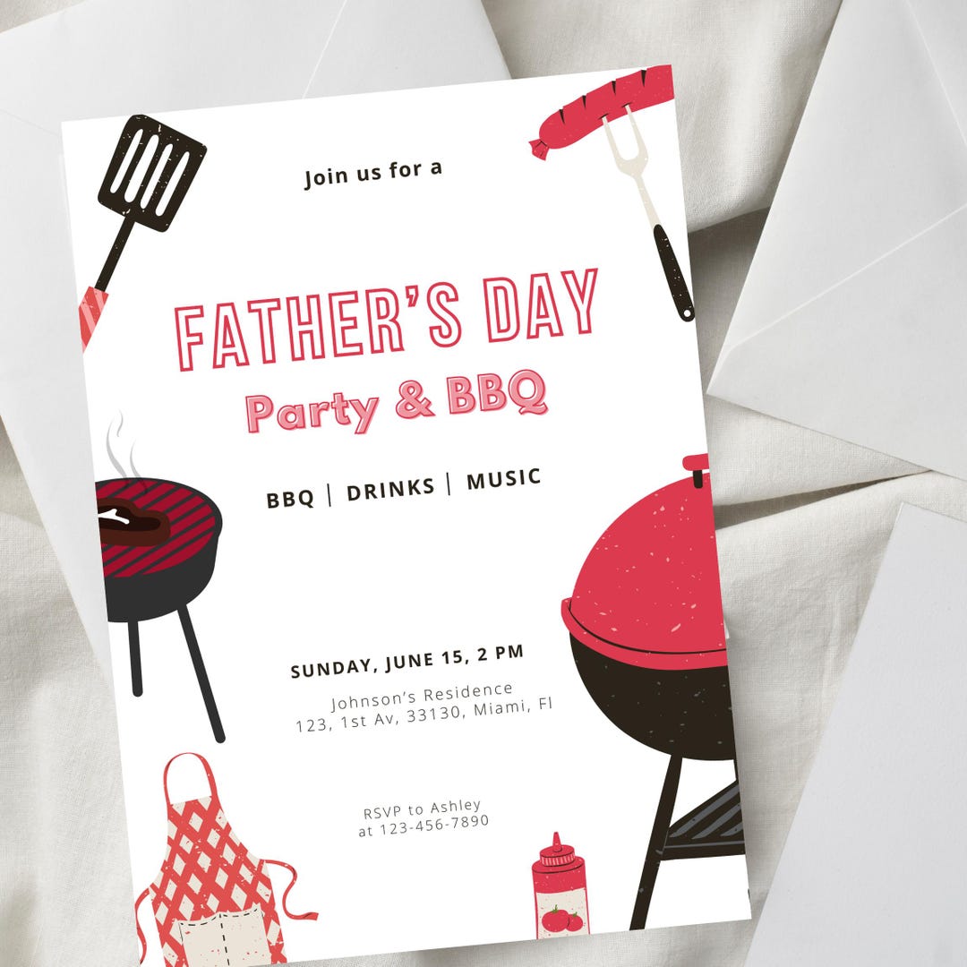 Father's Day BBQ Invitation: Cookout Party Evite (digital Download) - Etsy