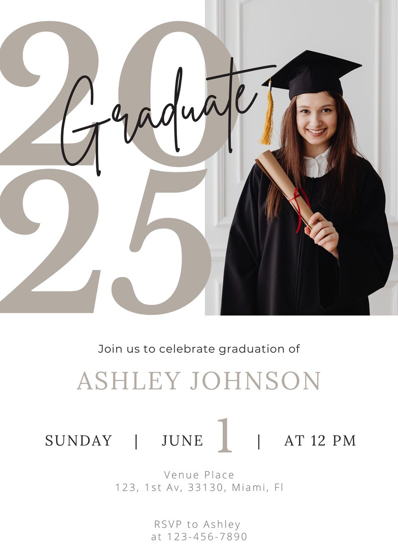 Digital Graduation Invitation 2025 | Graduation Invitation Canva ...