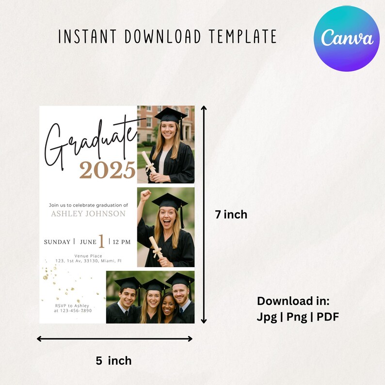 2025 Graduation Invitation Template: Editable Canva Evite (digital ...
