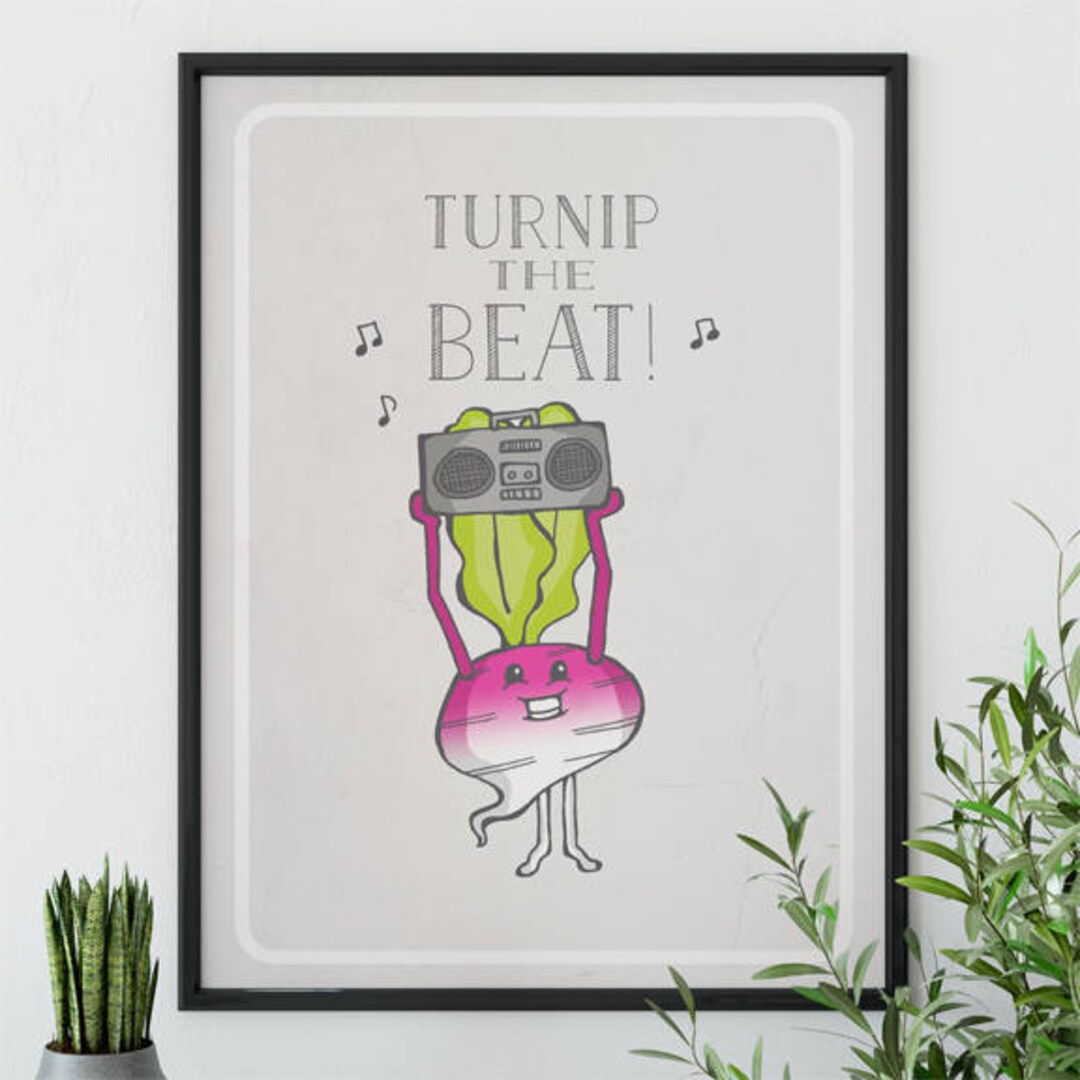 Turnip the Beat, Turnip, Hand Drawn, Kitchen, Funny Food Puns ...