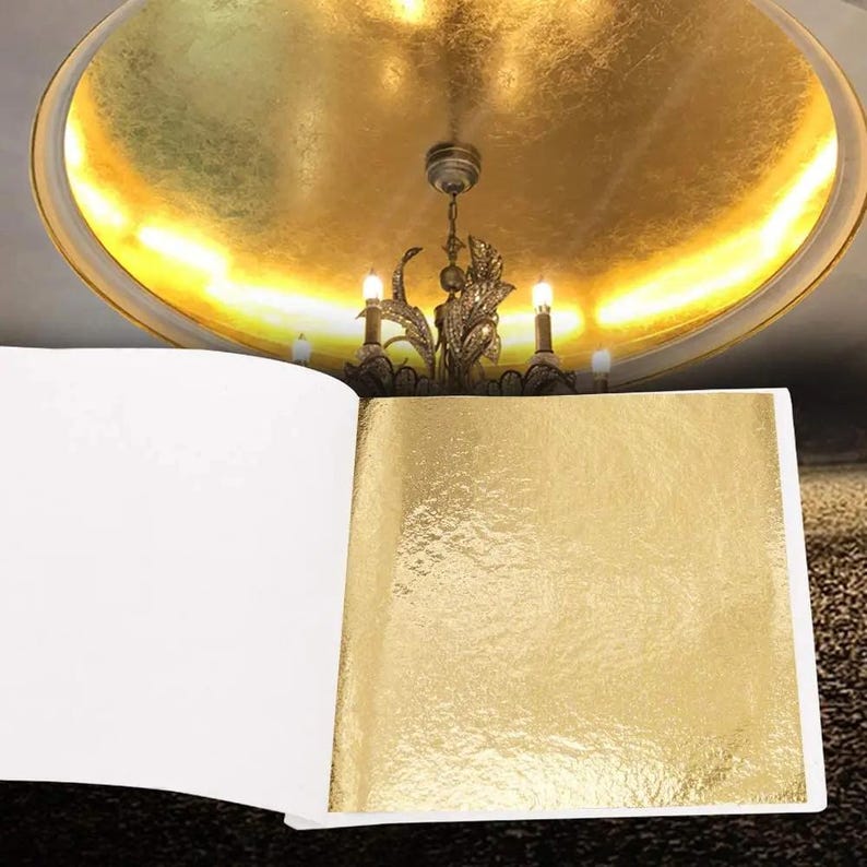 Practical Pure Shiny Gold Leaf Sheets 9x9cm for Gilding Furniture ...