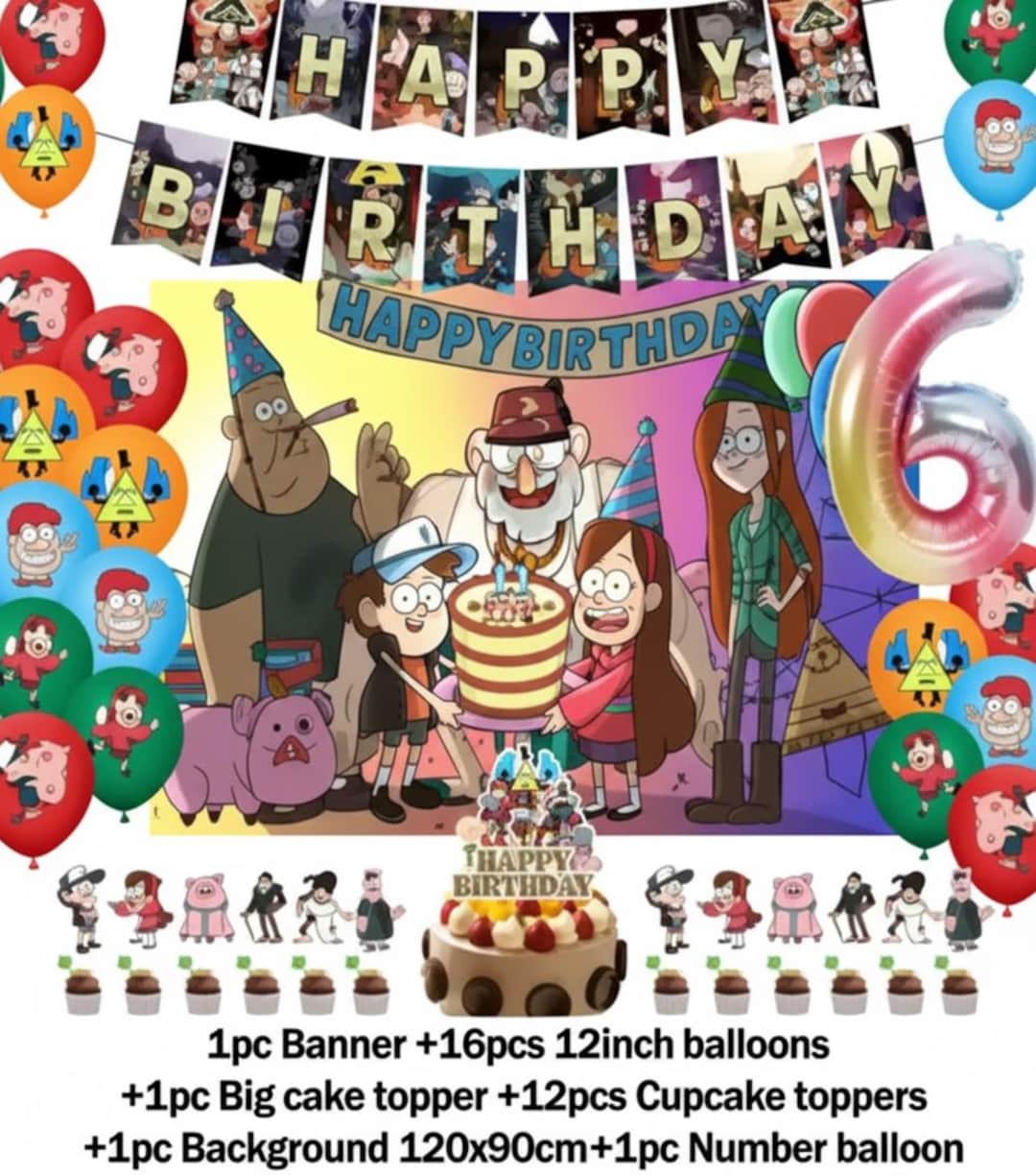 Cartoon Gravity Falls Birthday Party Decoration Set: Banner, Balloons ...