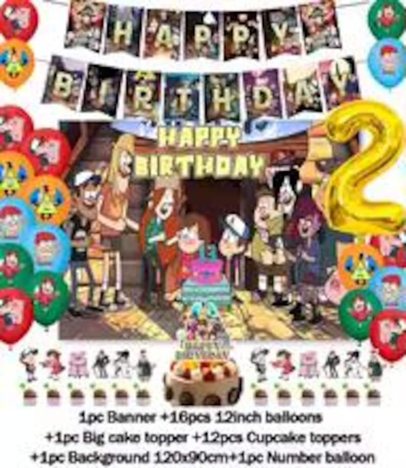 Gravity Falls Birthday Party Decorations: Balloon Banner, Cake Topper ...