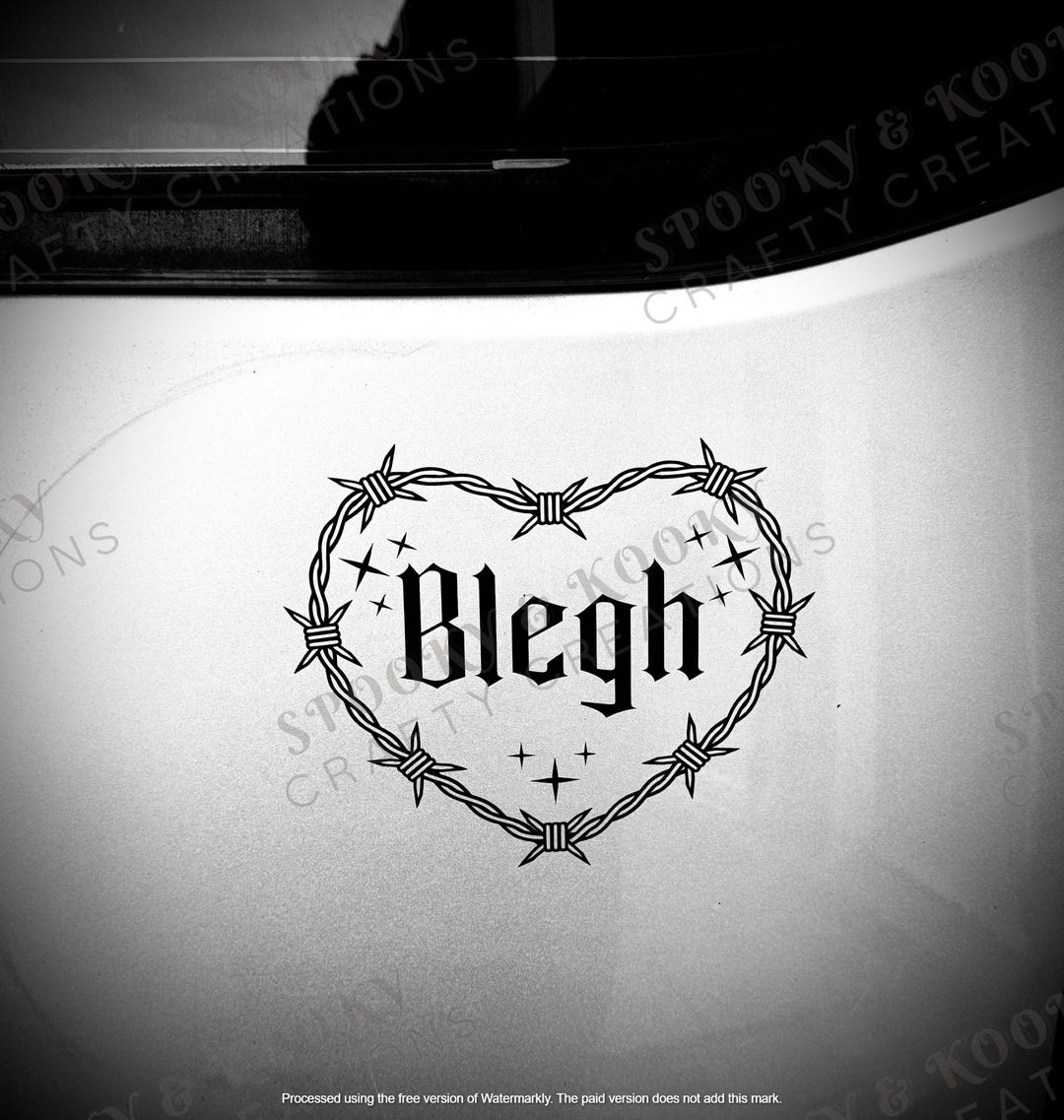 Blegh Barbed Wire Heart Car Decal | Emo Metal Music Sticker - Etsy