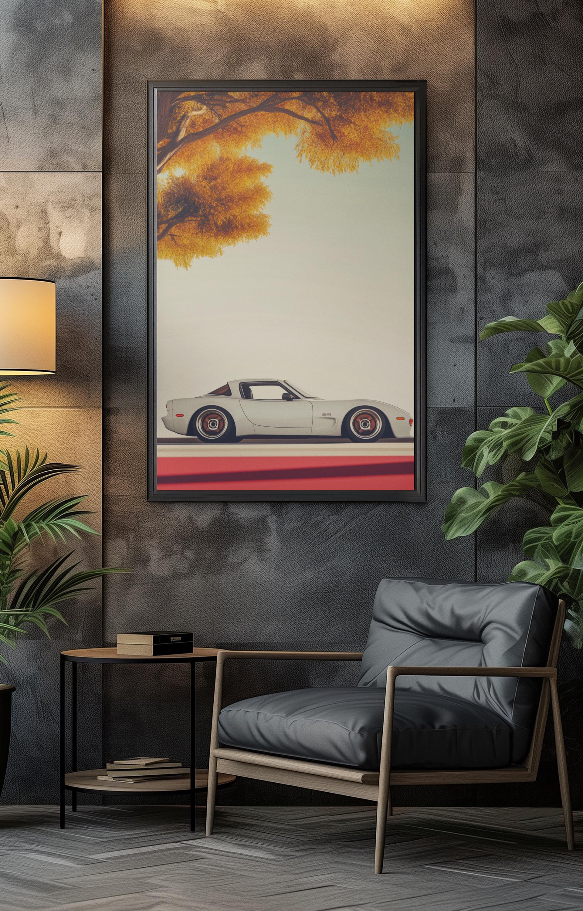 Mazda MX-5 NA Miata Poster | White Car Art | Autumn Retro Print ...