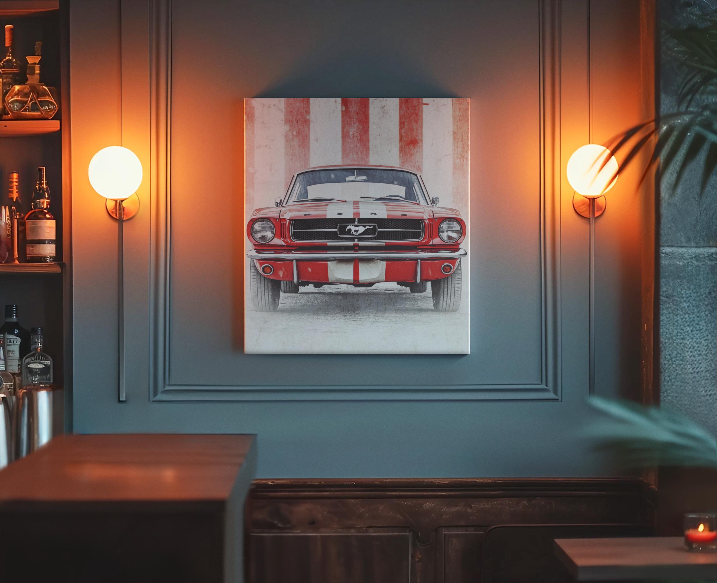 1964 Ford Mustang Poster, Hand Illustrated, Car Art, Automotive Wall ...
