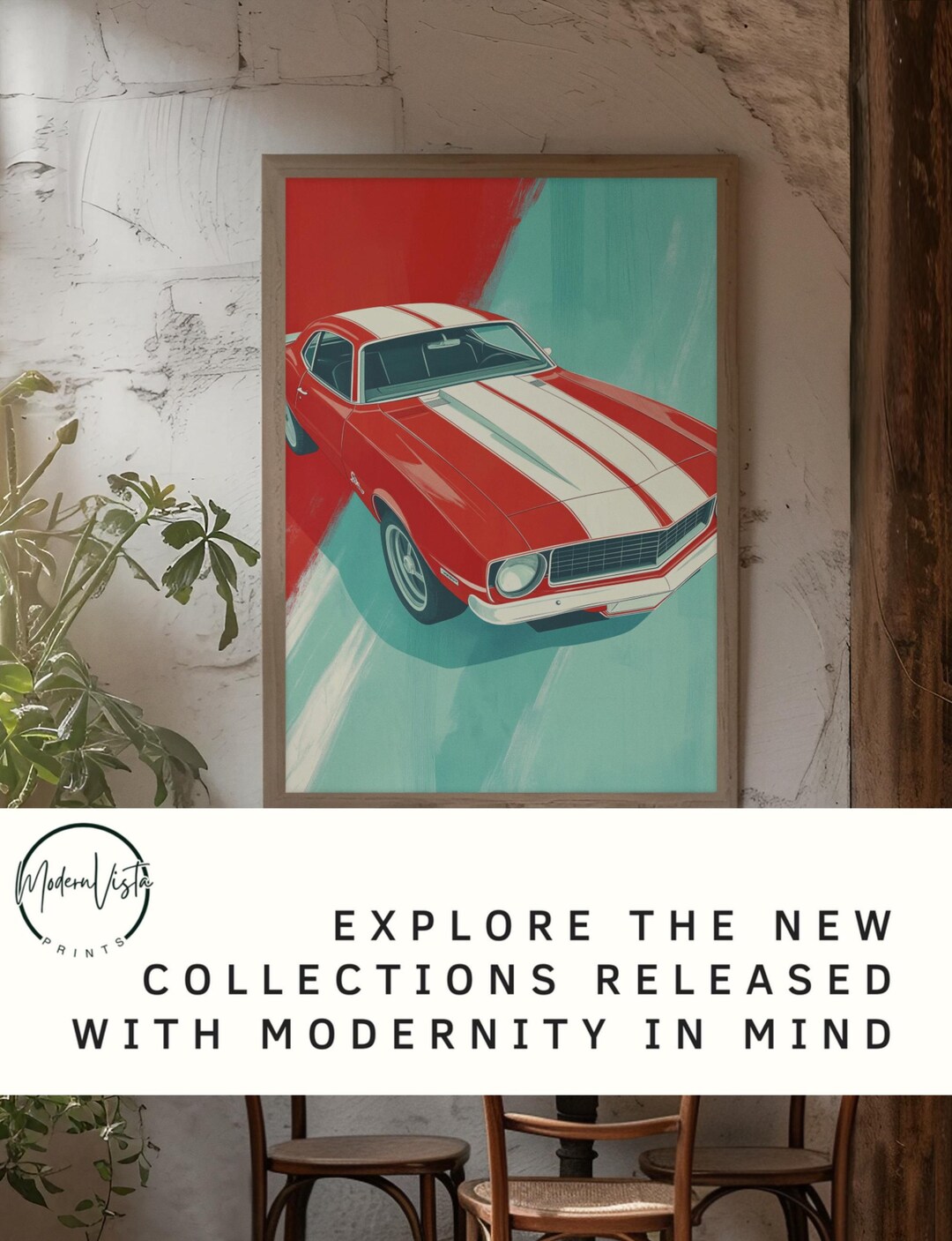 Vintage Chevrolet Camaro Poster, Retro Car Print, Matte Vertical Wall ...