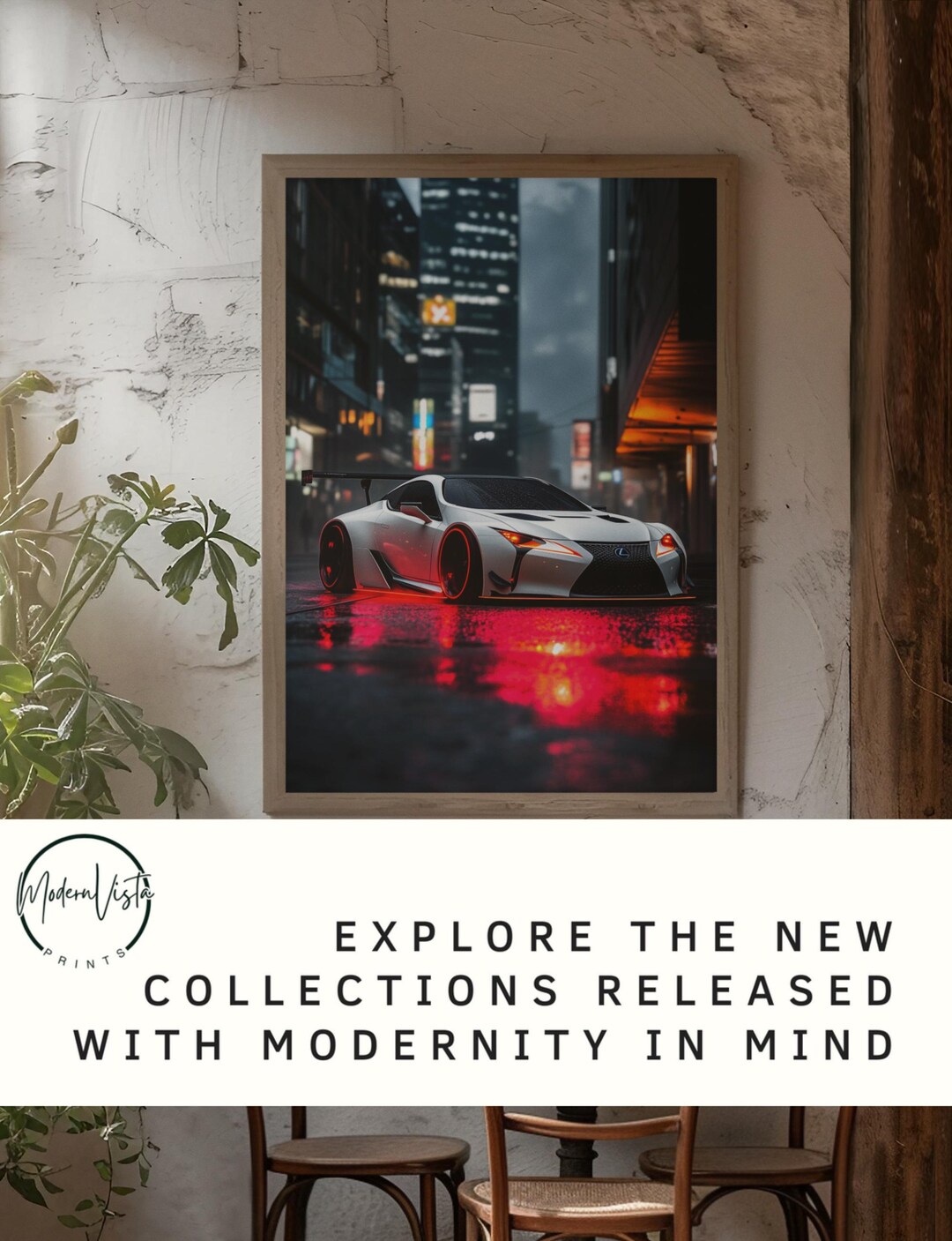 Lexus LFR Print Poster | Hyper Realistic | White Car on Urban Backdrop ...