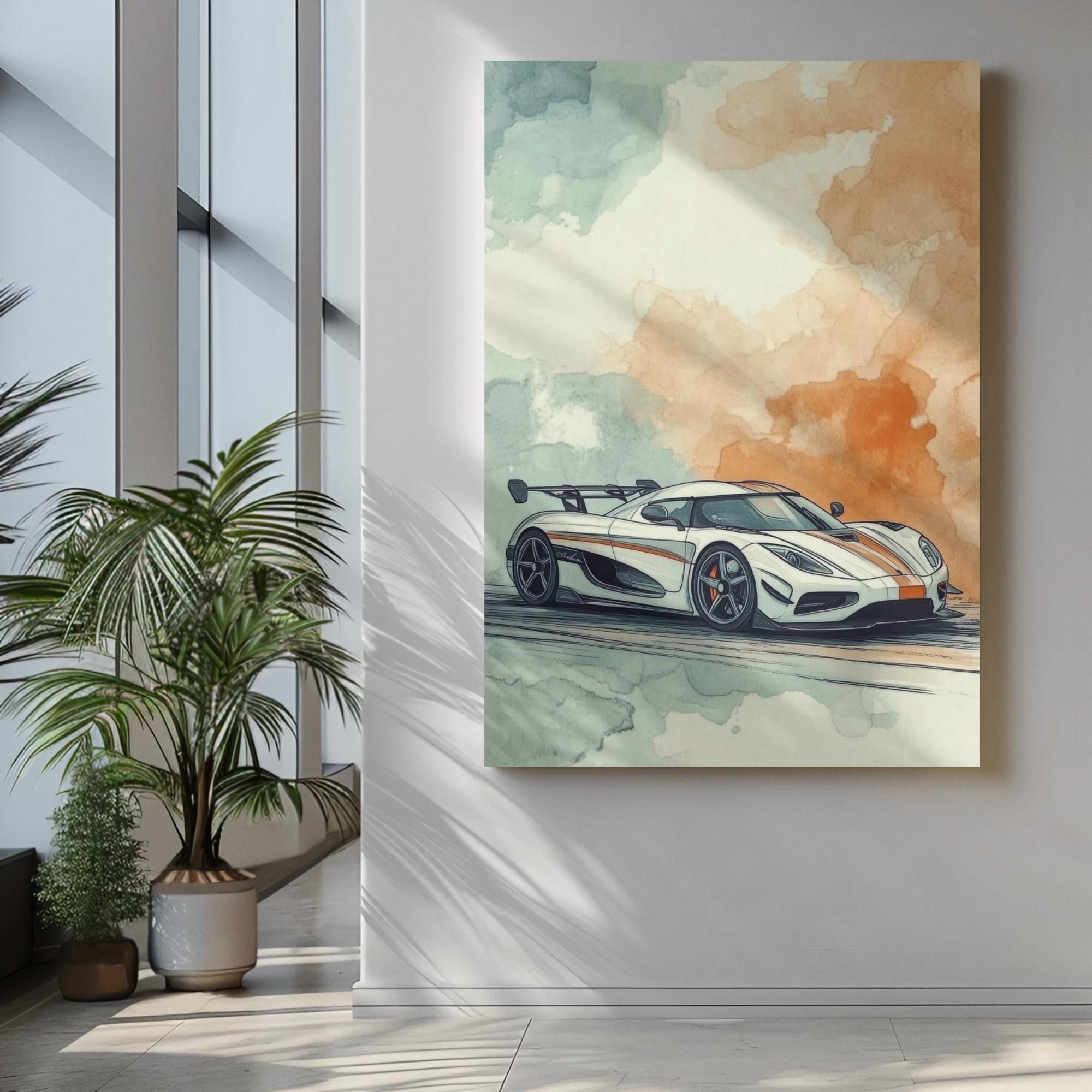 Koenigsegg Jesko White Vintage Print Poster, Retro Art Print, Wall ...