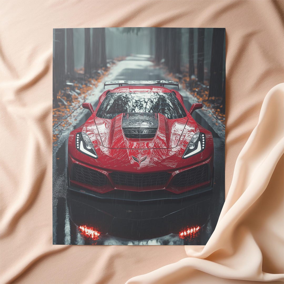 Corvette Z06 Car Poster | Racing Art Home Decor | Vehicle Wall Art ...