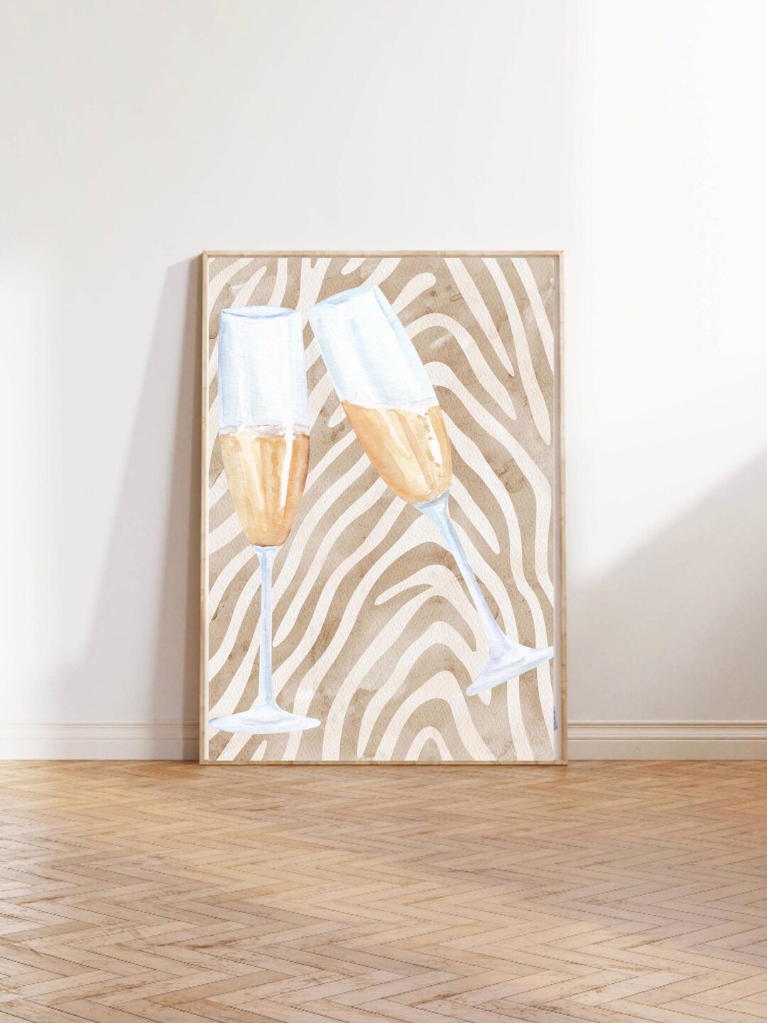 Champagne Glasses and Zebra Print - Etsy