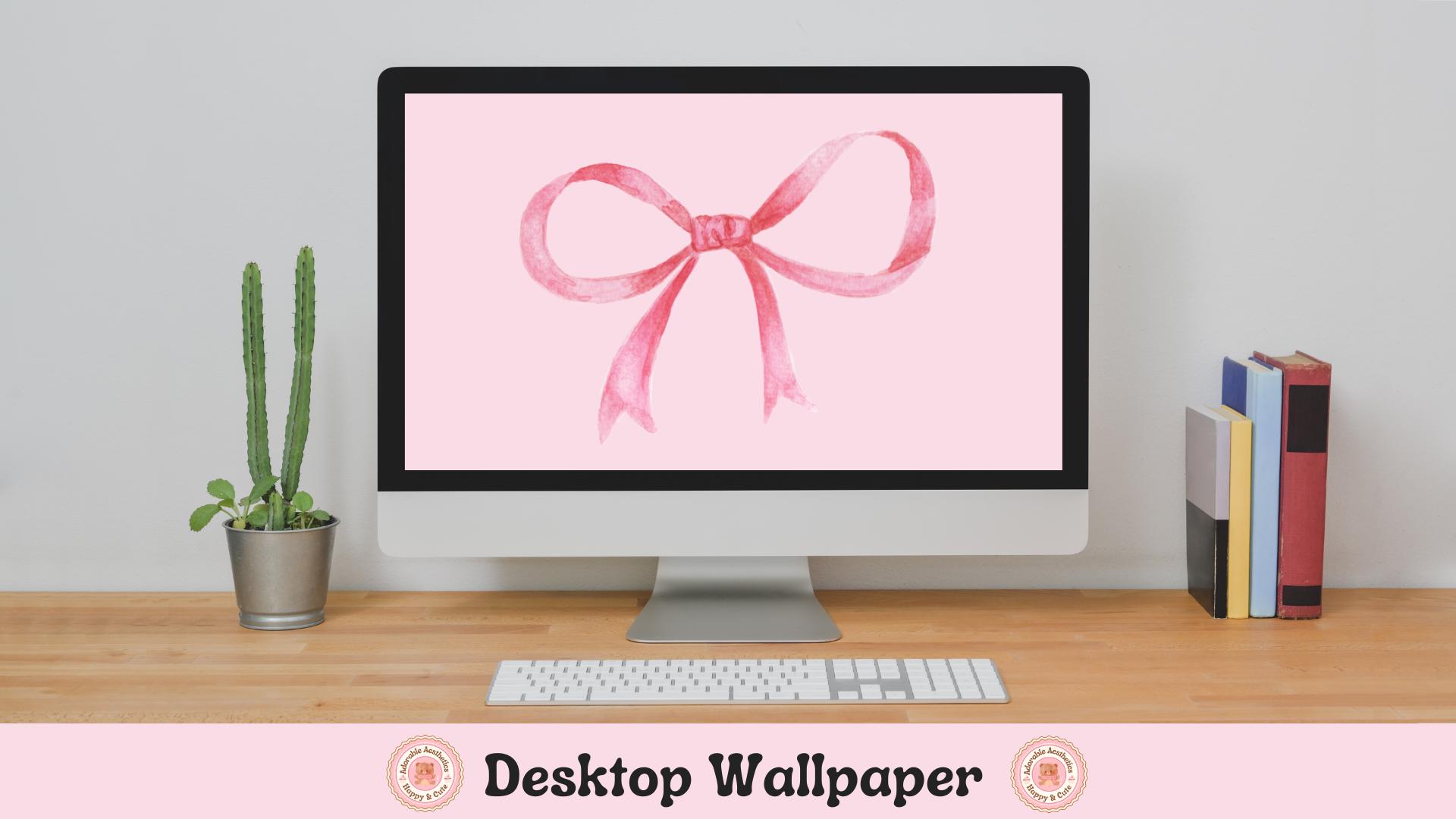 Bow Coquette Desktop Wallpaper, Laptop Background, Pink Wallpaper - Etsy