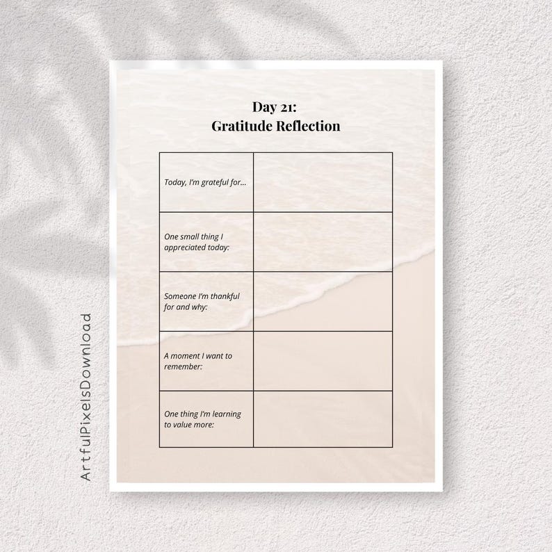 21-day Gratitude Journal: Daily Reflection & Self-care (printable PDF ...