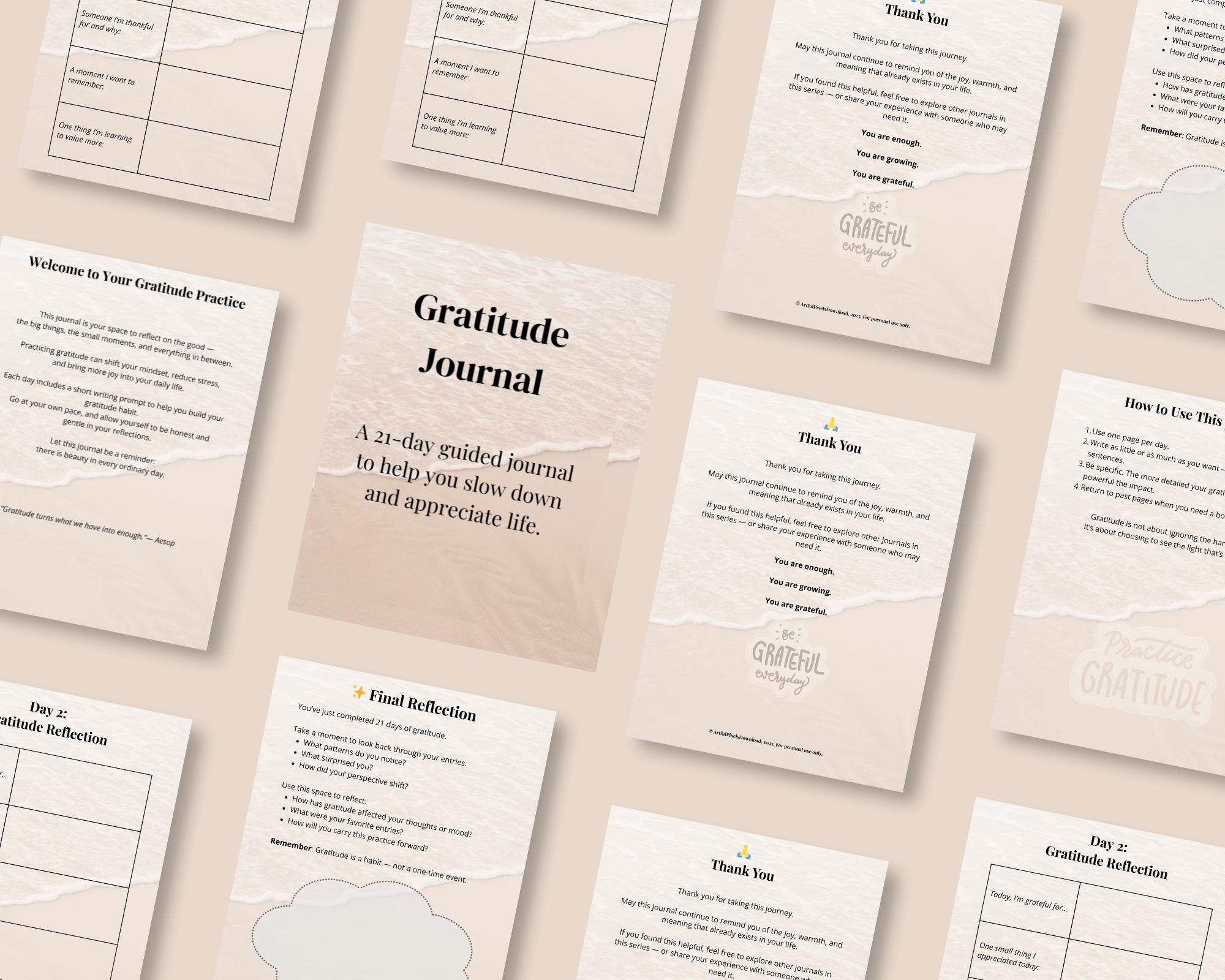 21-day Gratitude Journal: Daily Reflection & Self-care (printable PDF ...