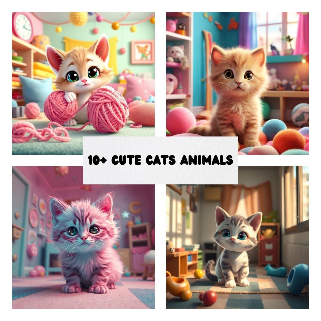 10+ Cute Animals Bundle - Cats - PNG Files - Custom Apparel and DIY ...