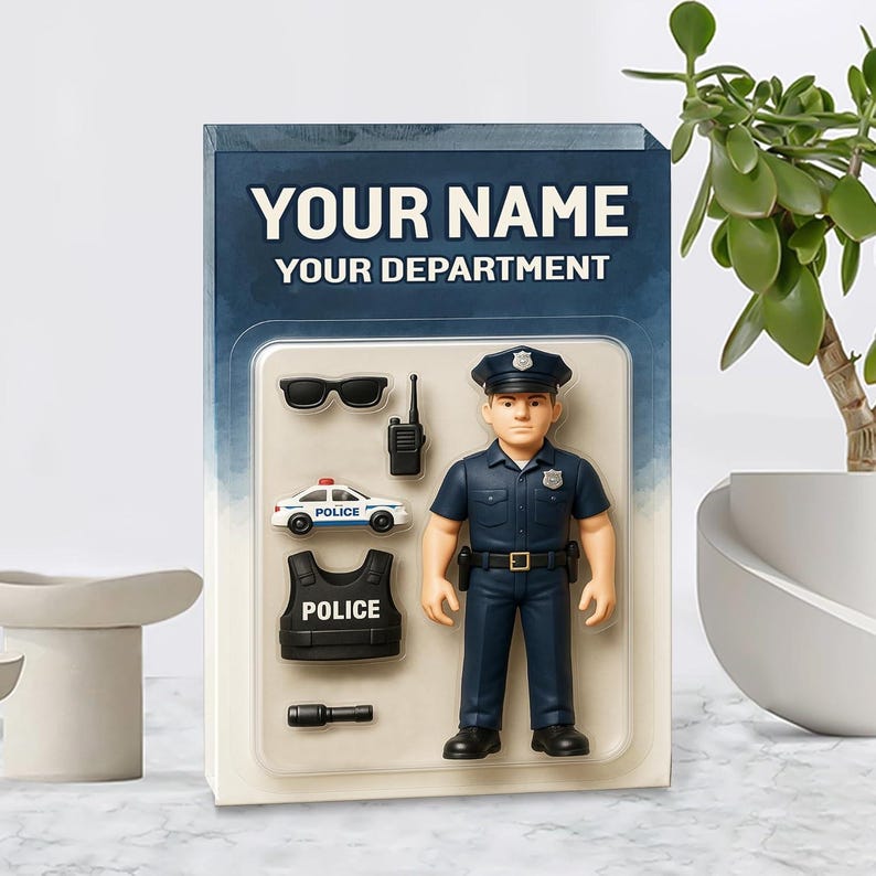 Police Officer Action Figure Pack Packaging Plaque, Father's Day Decor ...