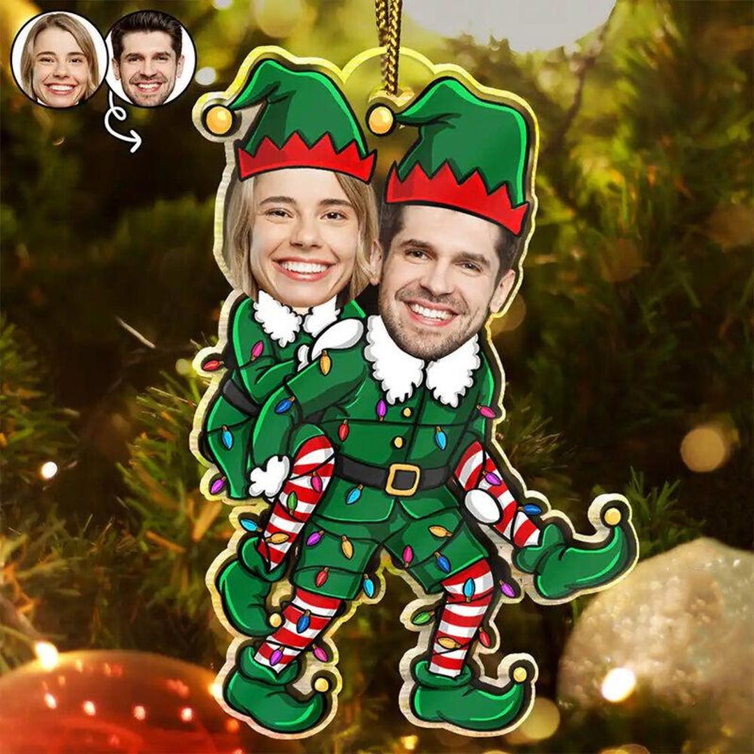 Personalized Christmas Elf Ornament Customized Photo Gift for Christmas ...
