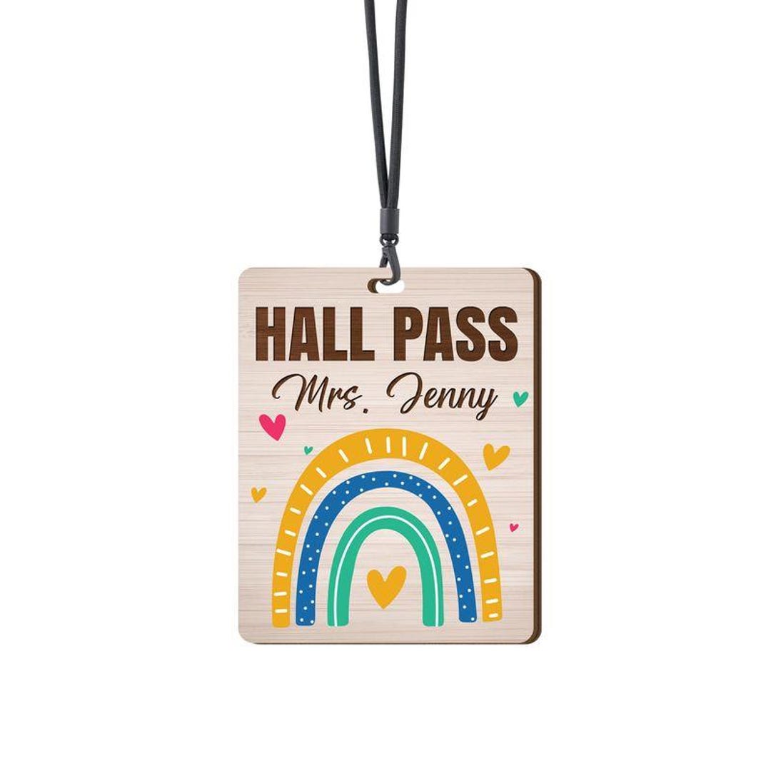 Custom Shape 2 Layers Hall Pass With Lanyard, Retro Lanyards, Retro ...