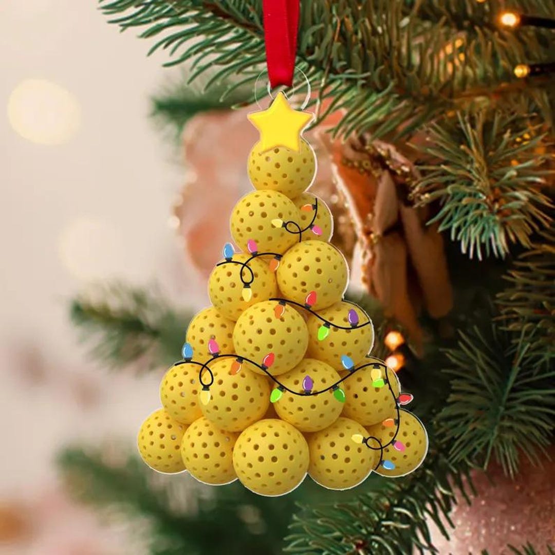Merry Xmas Customs Name Pickleball Ball Christmas Tree Ornament, Gifts ...