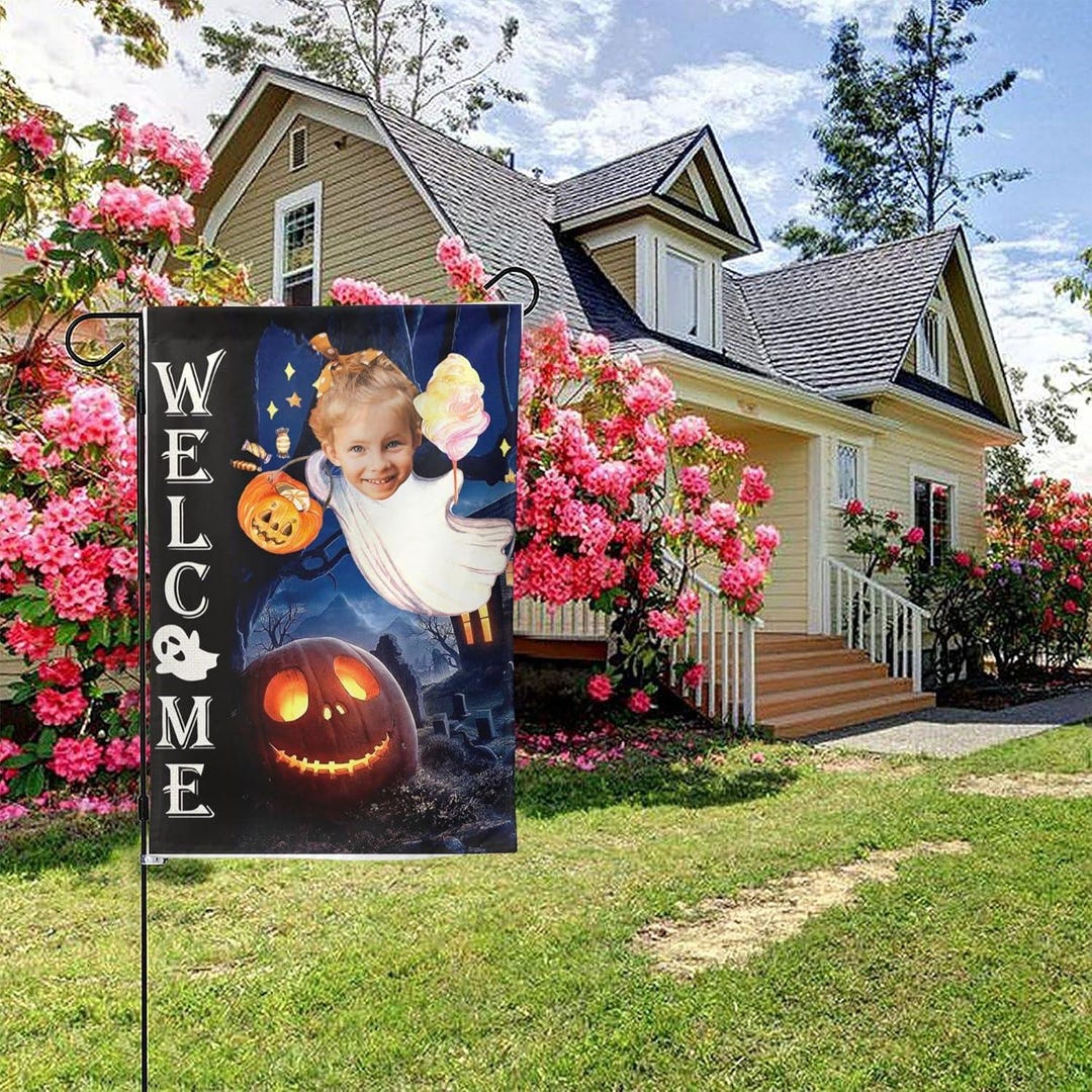 Personalised Halloween Garden Flags, Custom Scary Faces Flags ...