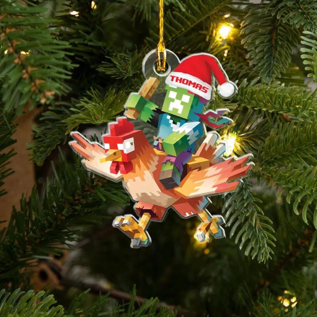 Merry Xmas Custom Name Minecraft Christmas Ornament, Funny Christmas ...