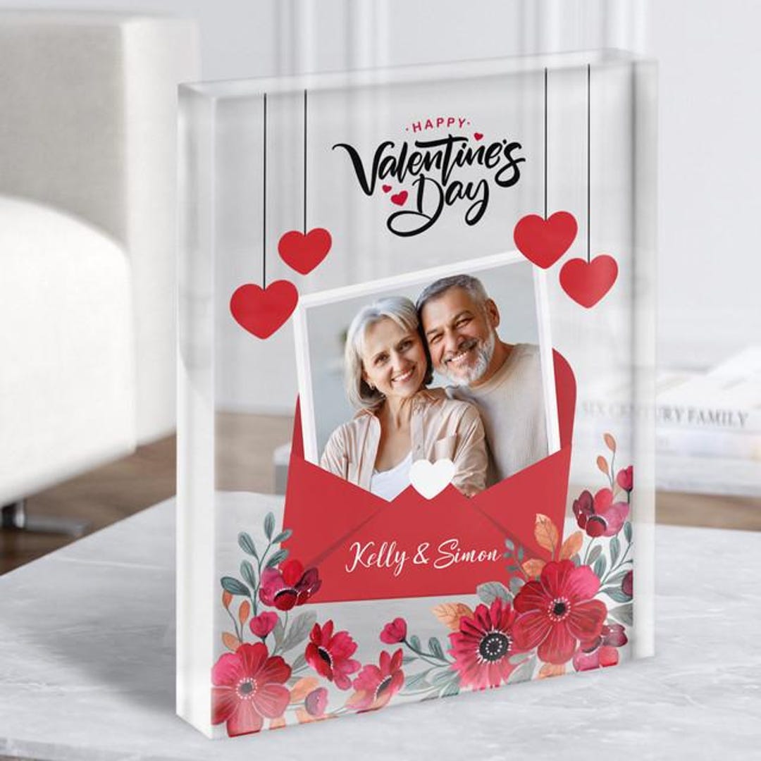 Valentine's Gift Red Envelope Photo Frame Personalised Clear Acrylic ...