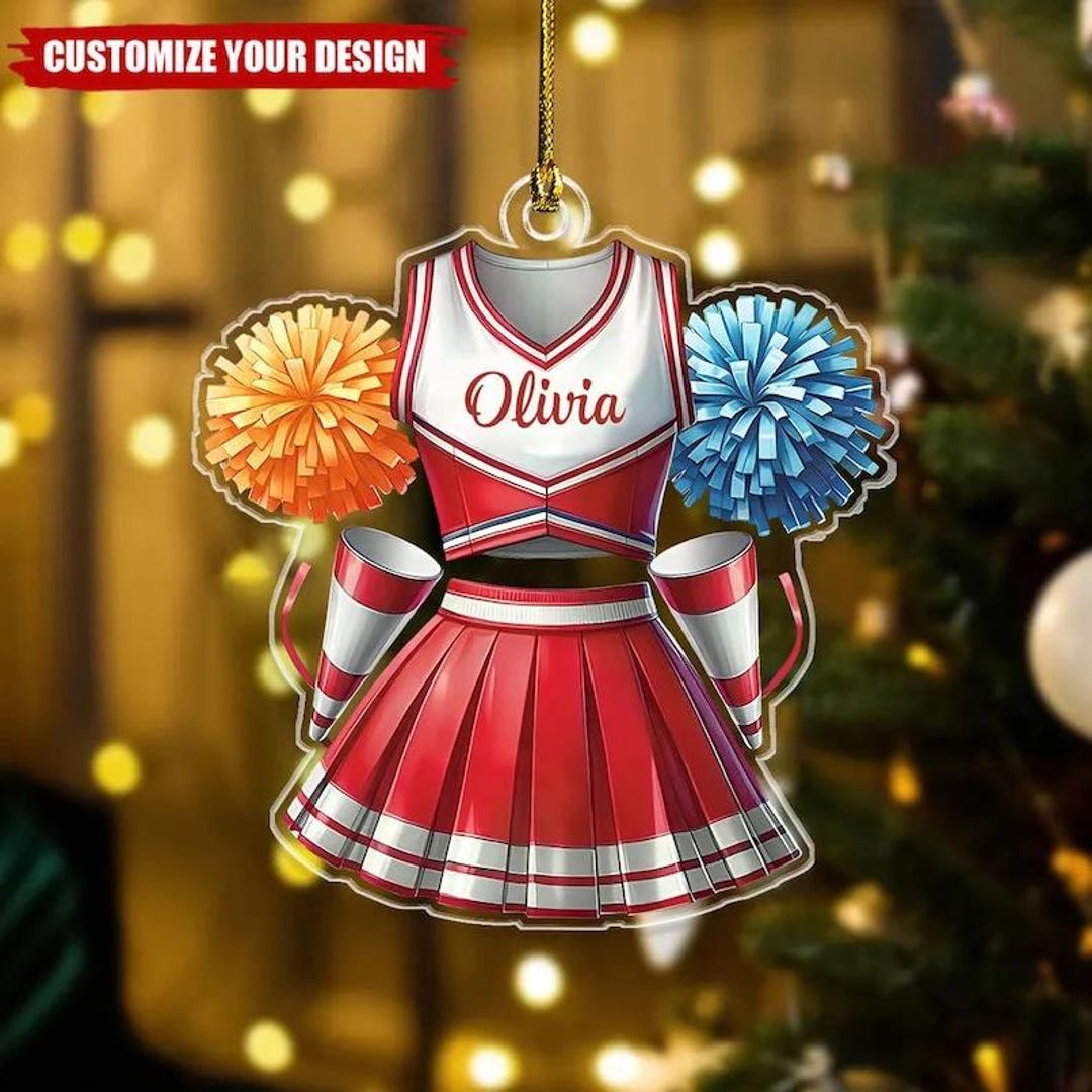 Personalized Custom Name Cheerleader Uniform Ornament, Cheerleader Xmas ...
