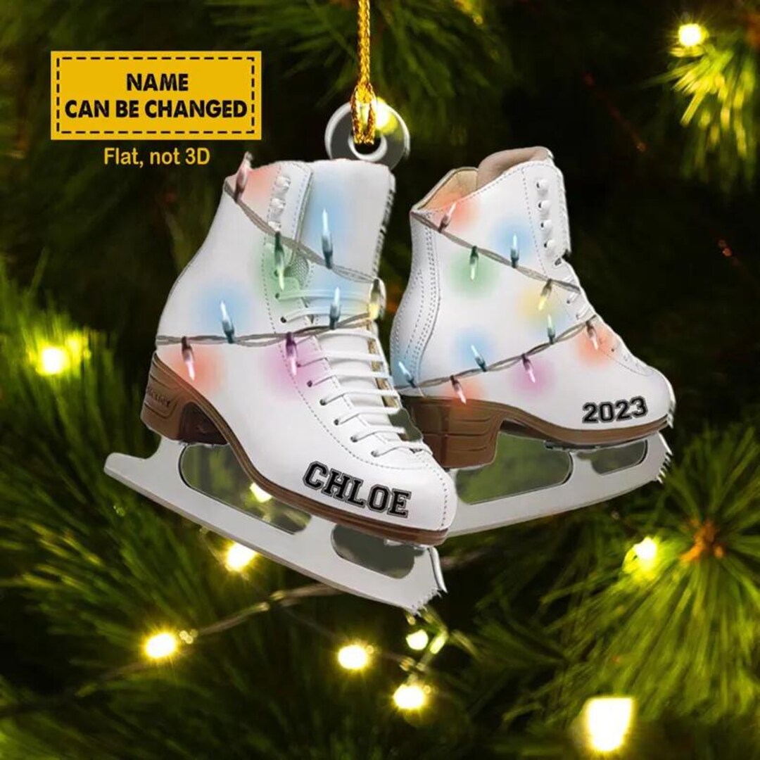Merry Xmas Personalized Ice Skates Figure Christmas Ornament, Ice ...
