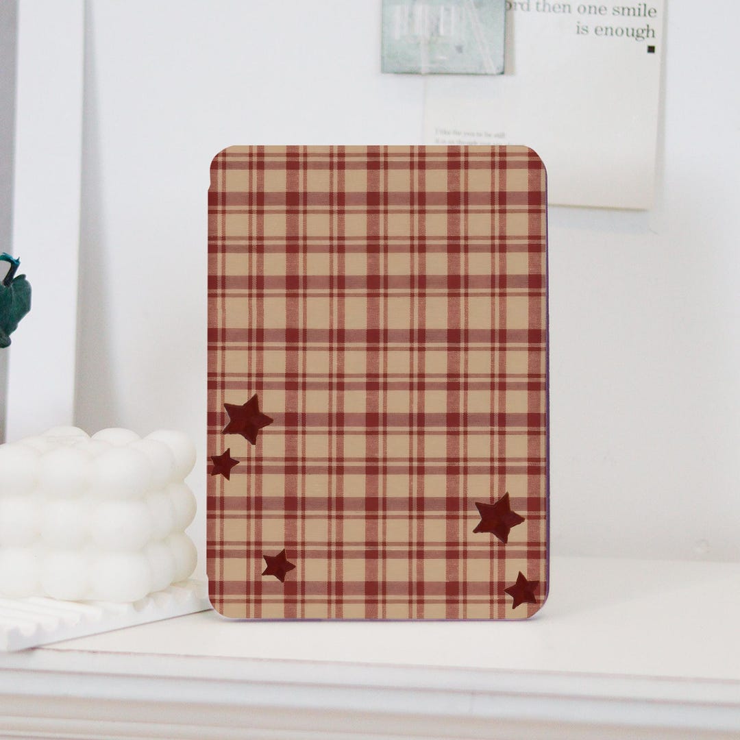 Vintage Red Plaid Personalised Cover for Kindle 12/11/10 Case, Kindle ...