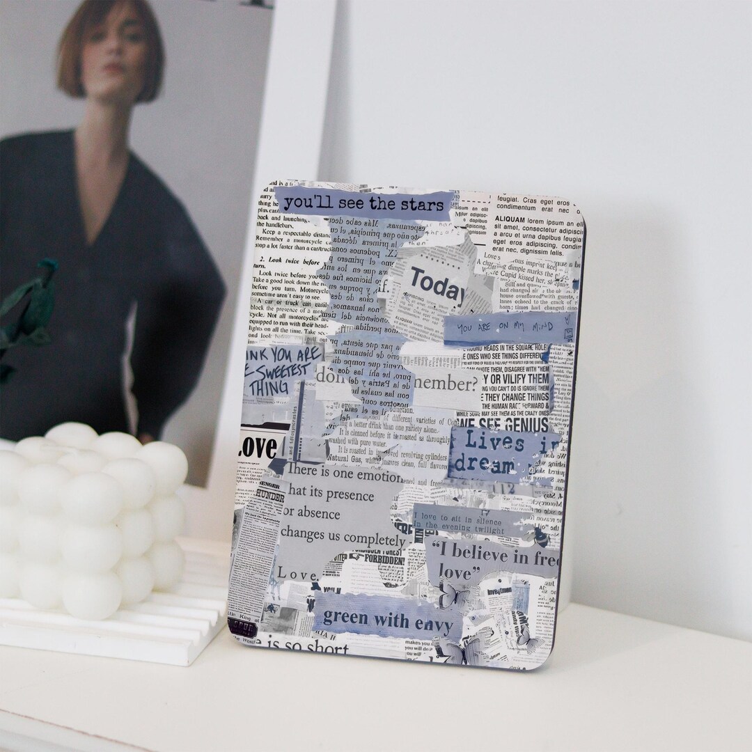 Blue Newspaper Collage Personalised Cover for Kindle 12/11/10 Case ...