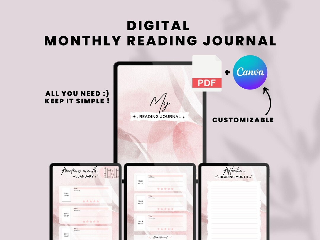 Simple Reading Journal Goodnotes, Printable Templates, Monthly ...