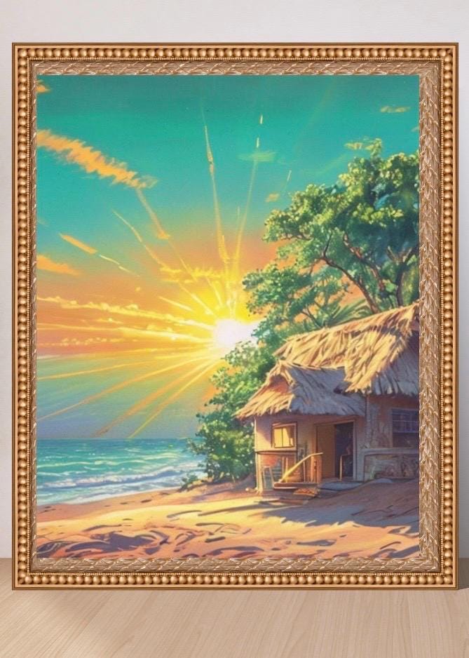 Sunrise Painting Printable Wall Art, Colorful Sky and Water Art, PNG ...