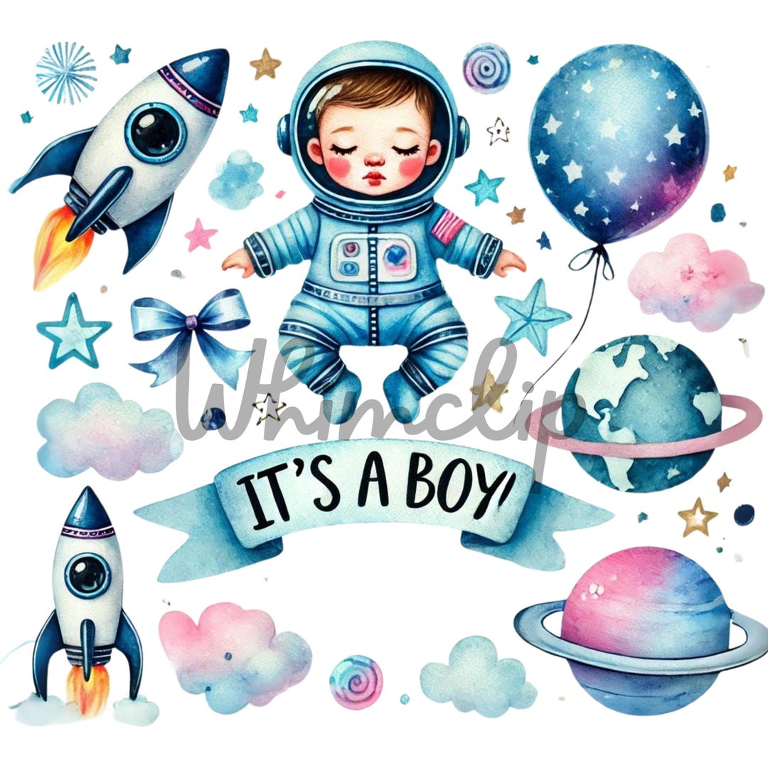 Space Baby Clipart | Astronaut Baby Shower Digital Download | Cosmic ...
