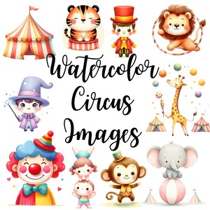 Circus Clipart PNG Clown, Tent, Animals, Balloons & More Fun Digital ...