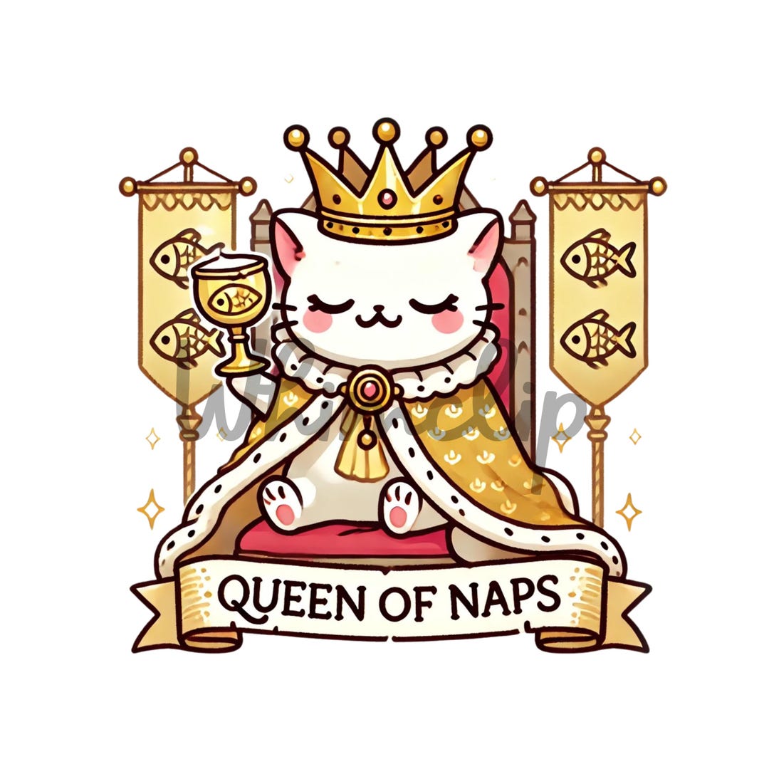 Queen of Naps Cat Clipart | Royal Cat Digital Download | Cute Crowned ...