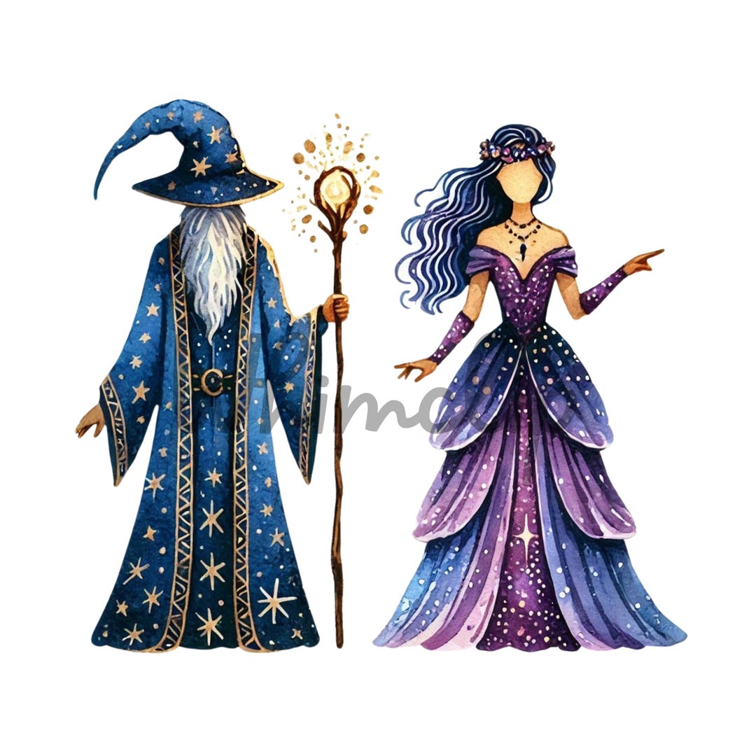 Wiizard and Enchantress Bathroom Sign Clipart Magical Restroom Decor ...