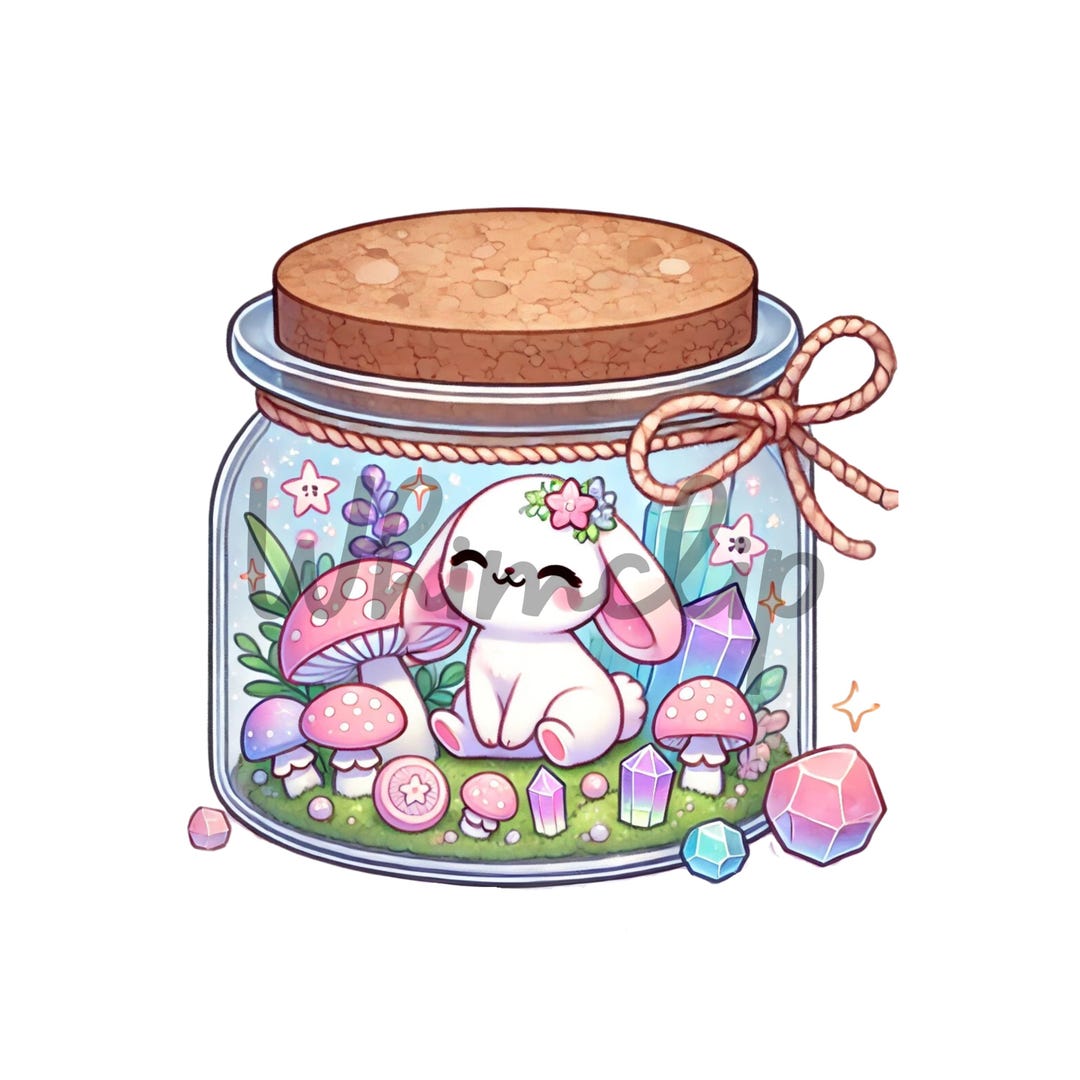 Kawaii Bunny in a Jar Clipart PNG – Perfect for Sublimation on Mugs, T ...