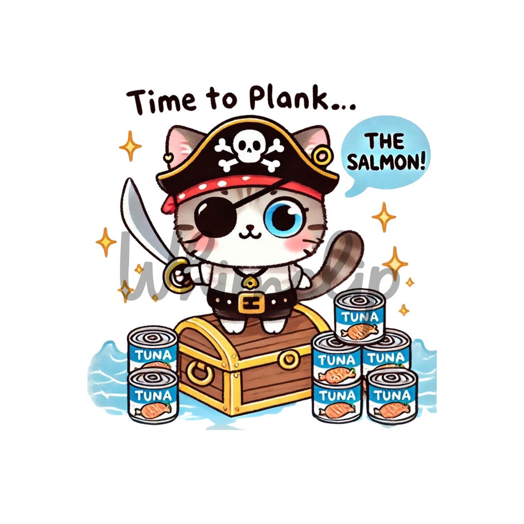 Pirate Cat Clipart" Digital Download | Kawaii Adventure Cat PNG - Etsy
