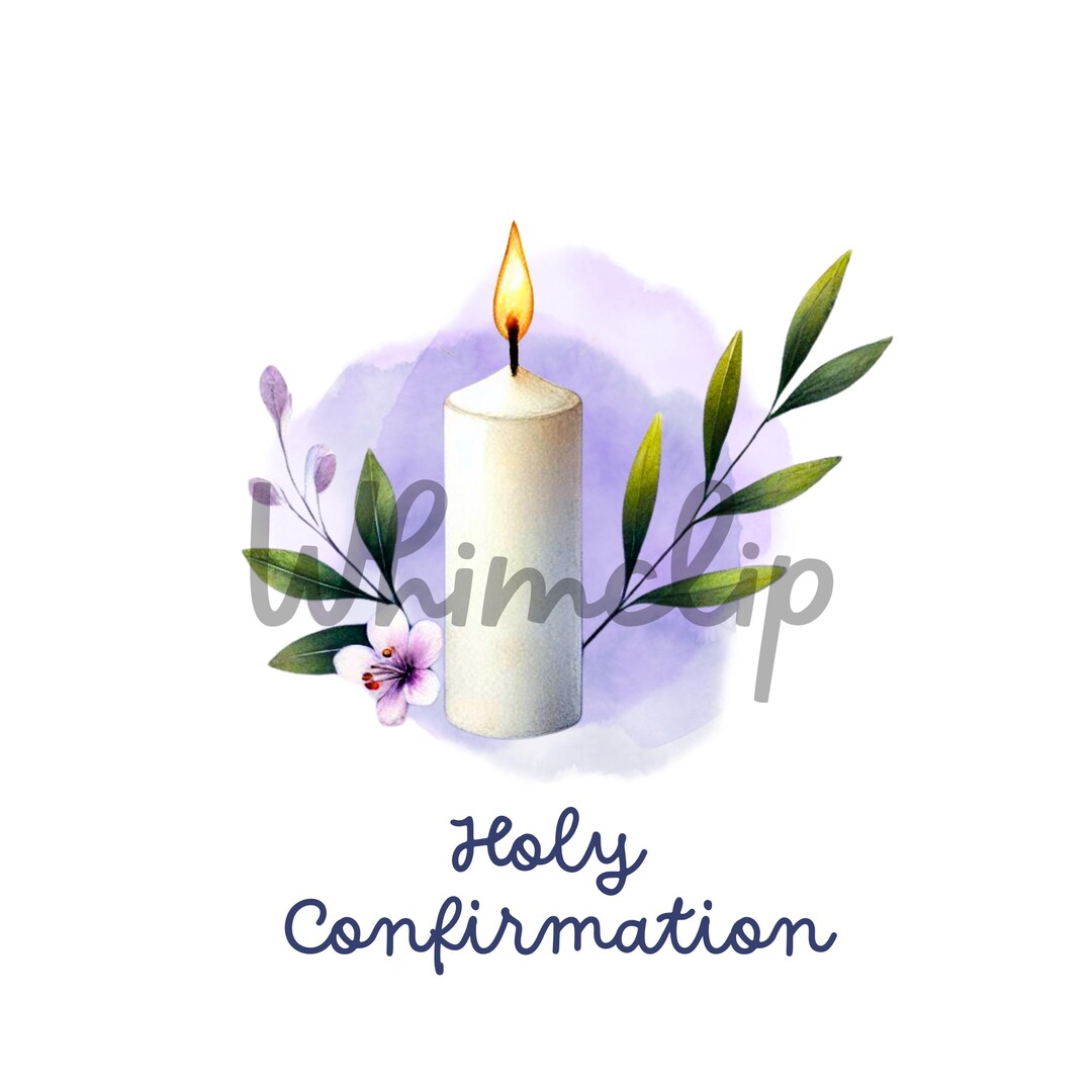 Holy Confirmation Watercolor Clipart PNG – Elegant Candle, Olive Branch ...