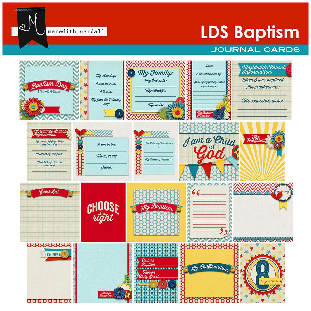 LDS Baptism Journal Cards Printable - Etsy